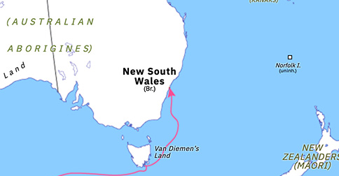 First Fleet | Historical Atlas of Australasia (26 January 1788) | Omniatlas