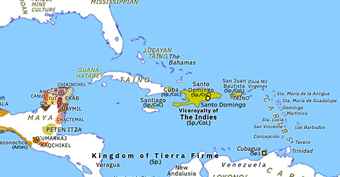 Spanish expansion in the Caribbean | Historical Atlas of North America ...