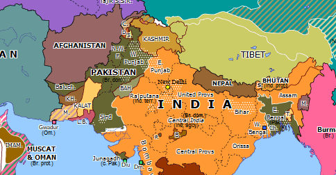 Indian Independence 1947 Map