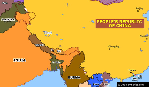 Chinese occupation of Tibet | Historical Atlas of East Asia (9 ...