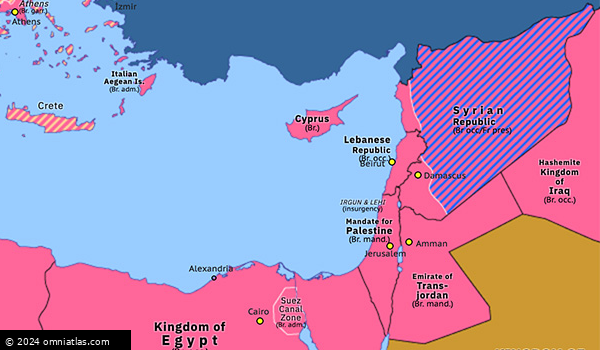 Levant Crisis | Historical Atlas of Eastern Mediterranean (10 July 1945 ...