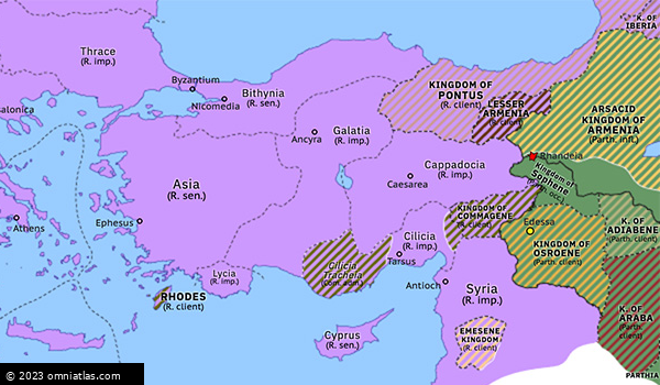 Battle of Rhandeia | Historical Atlas of Eastern Mediterranean (fall 62 ...
