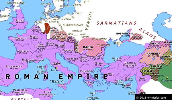 First Dacian War | Historical Atlas of Europe (summer 102) | Omniatlas