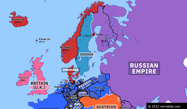 Finnish War | Historical Atlas of Europe (20 August 1809) | Omniatlas