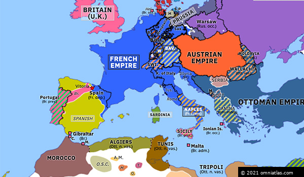 Battle of Vitoria | Historical Atlas of Europe (21 June 1813) | Omniatlas