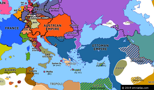 Russo-Turkish War of 1828–29 | Historical Atlas of Europe (13 September 1829) | Omniatlas