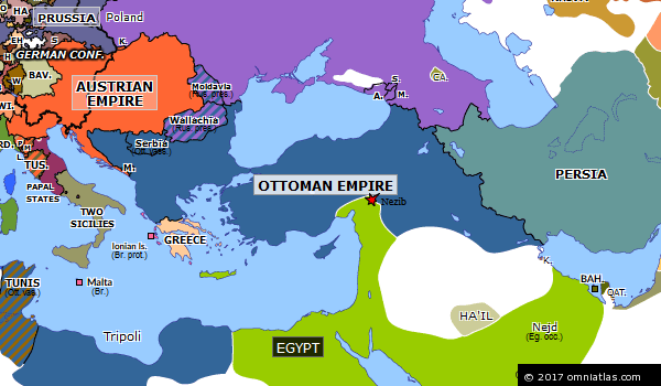 Second Egyptian-Ottoman War | Historical Atlas of Europe (15 July 1840 ...