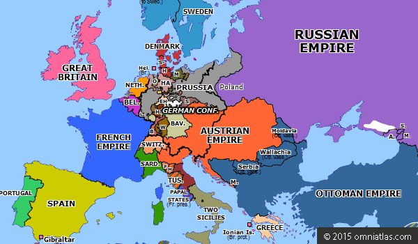 Second French Empire | Historical Atlas of Europe (2 December 1852 ...