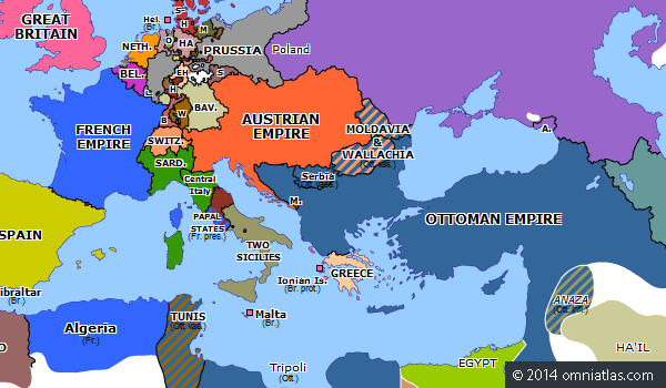 Unification of Central Italy | Historical Atlas of Europe (8 December ...