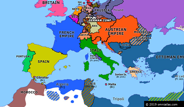 Kingdom of Italy | Historical Atlas of Europe (17 March 1861) | Omniatlas