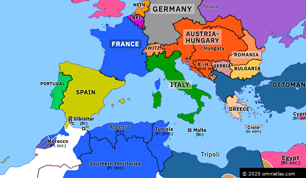 Agadir Crisis | Historical Atlas of Europe (1 July 1911) | Omniatlas