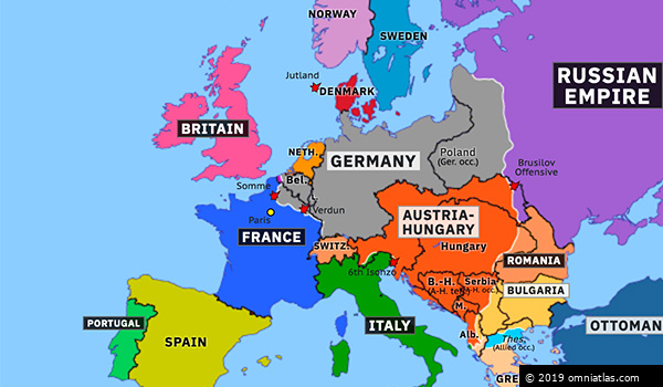 Somme and Brusilov Offensives | Historical Atlas of Europe (20 ...