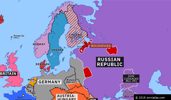 October Revolution in Russia | Historical Atlas of Europe (7 November ...