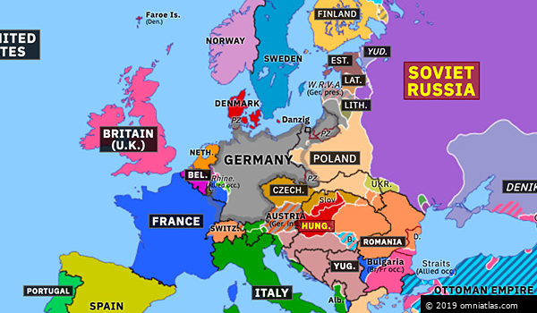 Treaty of Versailles | Historical Atlas of Europe (28 June 1919 ...