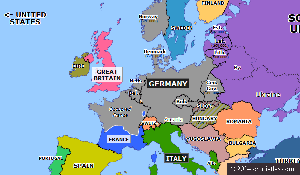 Fall of France | Historical Atlas of Europe (21 June 1940) | Omniatlas