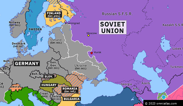 Kursk and Sicily | Historical Atlas of Europe (12 July 1943) | Omniatlas