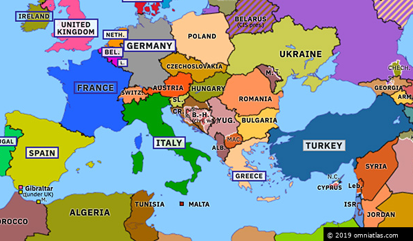 Bosnian War | Historical Atlas of Europe (22 June 1992) | Omniatlas