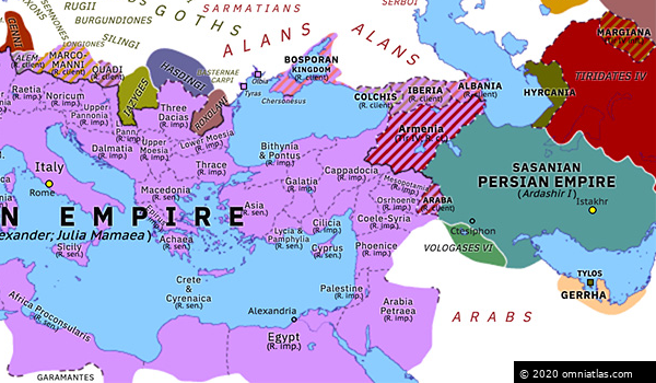 Sasanian Empire | Historical Atlas of Europe (6 April 227) | Omniatlas