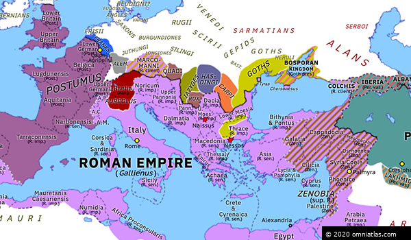 Battle of Nessos | Historical Atlas of Europe (spring 268) | Omniatlas