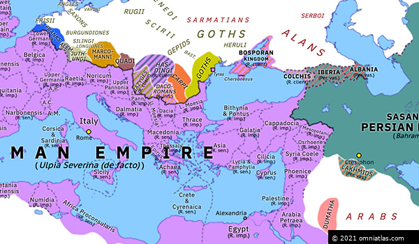 Assassination of Aurelian | Historical Atlas of Europe (September 275 ...