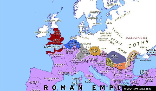 Carausian Revolt | Historical Atlas of Europe (early 287) | Omniatlas