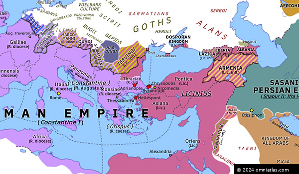 Battle of Chrysopolis | Historical Atlas of Europe (18 September 324 ...