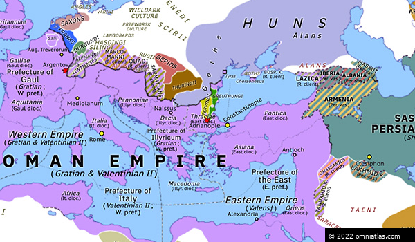 Battle of Adrianople | Historical Atlas of Europe (9 August 378 ...