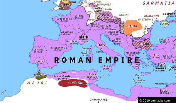 Reign of Caligula | Historical Atlas of Europe (23 January 41 AD ...