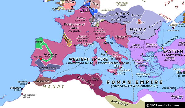 Vandal crossing to North Africa | Historical Atlas of Europe (May 429 ...