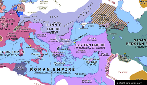 Attila’s invasion of Thrace | Historical Atlas of Europe (spring 447 ...