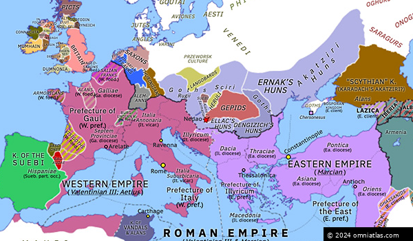 Battle of Nedao | Historical Atlas of Europe (summer 454) | Omniatlas