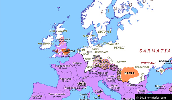 Boudica’s Rebellion | Historical Atlas of Europe (fall 60/61 AD ...