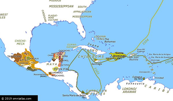 First Spanish attempts on the Mainland | Historical Atlas of North ...