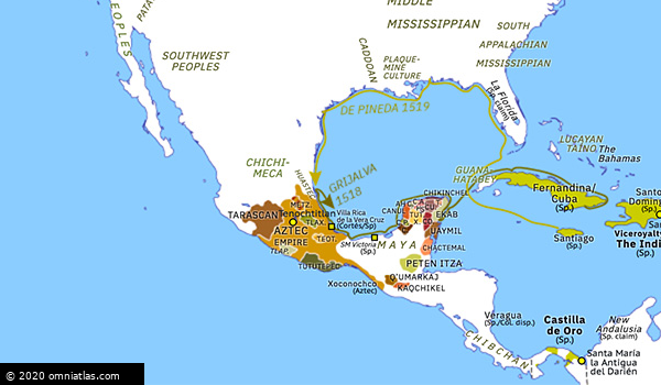 Cortés’ expedition to Mexico | Historical Atlas of North America (22 ...