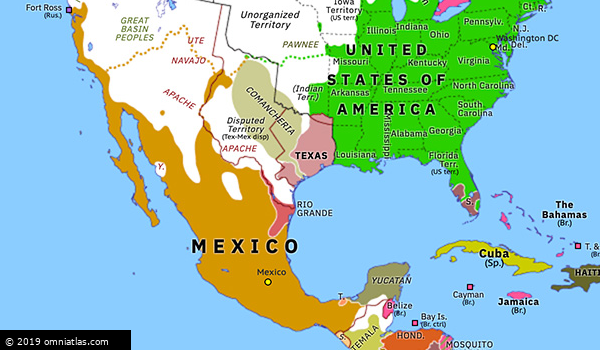 Comanche Wars | Historical Atlas of North America (8 August 1840 ...