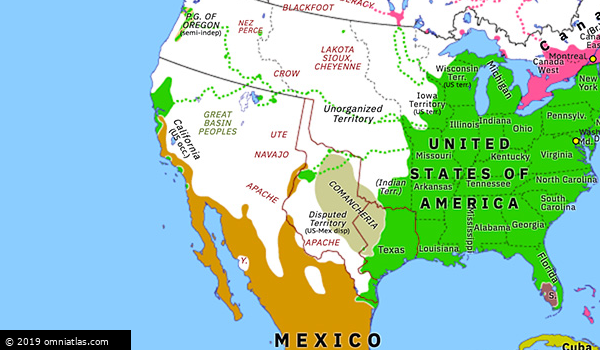 Conquest of California & New Mexico | Historical Atlas of North America ...