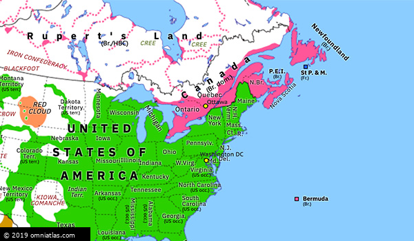 Canadian Confederation | Historical Atlas of North America (1 July 1867 ...