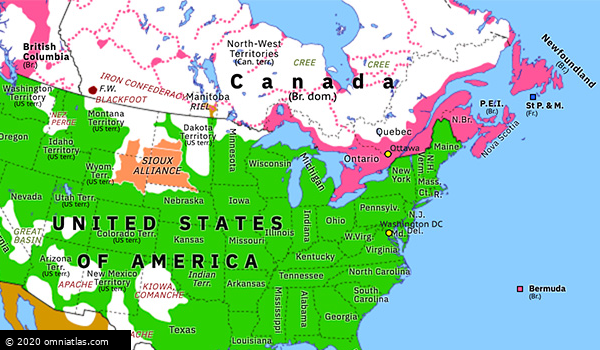 Rupert’s Land Act | Historical Atlas of North America (15 July 1870 ...
