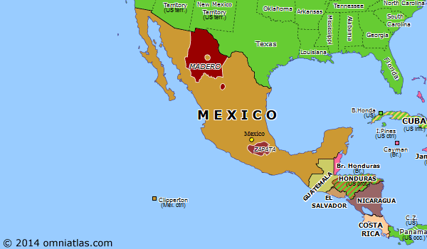 Mexican Revolution | Historical Atlas of North America (25 May 1911 ...