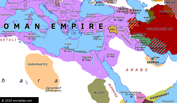 Kitos War | Historical Atlas of Northern Africa (September 116) | Omniatlas