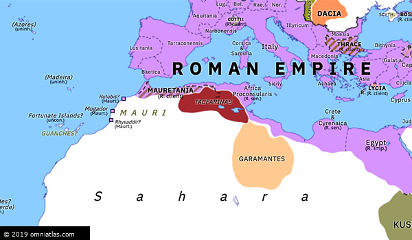 Tacfarinas War | Historical Atlas of Northern Africa (20 AD) | Omniatlas