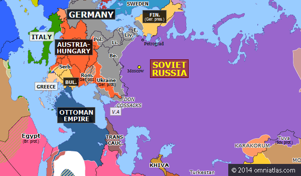 Treaty of Brest-Litovsk | Historical Atlas of Northern Eurasia (1 May ...