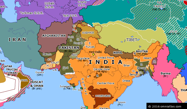 Partition of India | Historical Atlas of Southern Asia (15 August 1947 ...