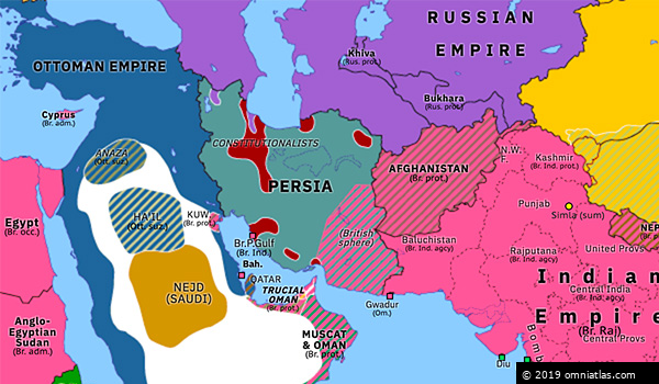 Persian Constitutional Revolution | Historical Atlas of Southern Asia ...