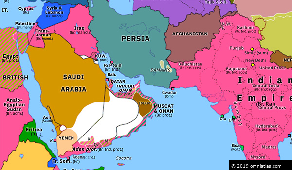 Formation of Saudi Arabia | Historical Atlas of Southern Asia (22 ...